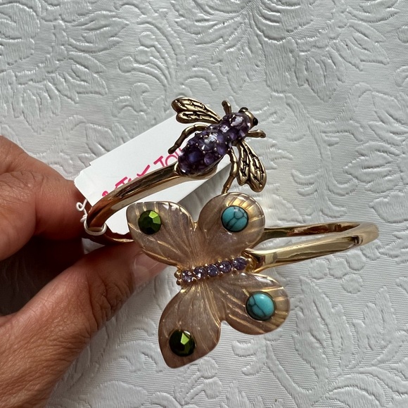 Betsey Johnson | Jewelry | Betsey Johnson Gold Multicolor Butterfly And ...